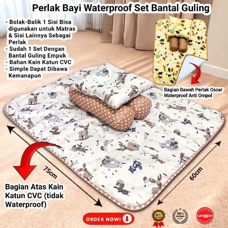 Jual Perlak Bayi Waterproof Alas Ompol Bayi Bolak Balik Plus Set Bantal ...