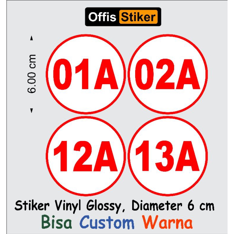 Jual Stiker Nomor Angka Custom Lingkaran Diameter 6 cm Vinyl Glossy ...
