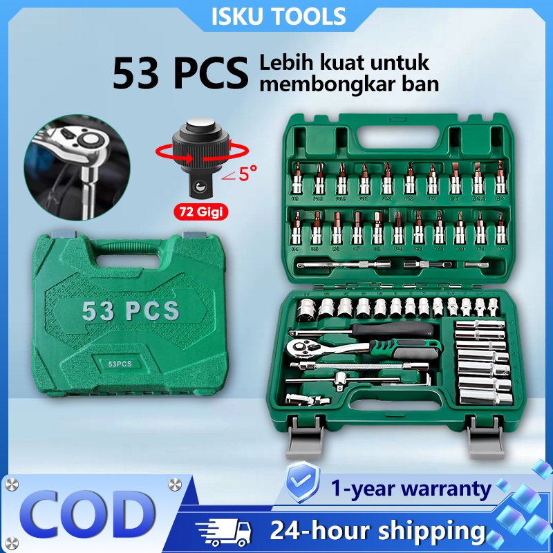 Jual ISKU Tools Set 53 Pcs/37pcs 72gigi Kunci Shock Set Lengkap ...