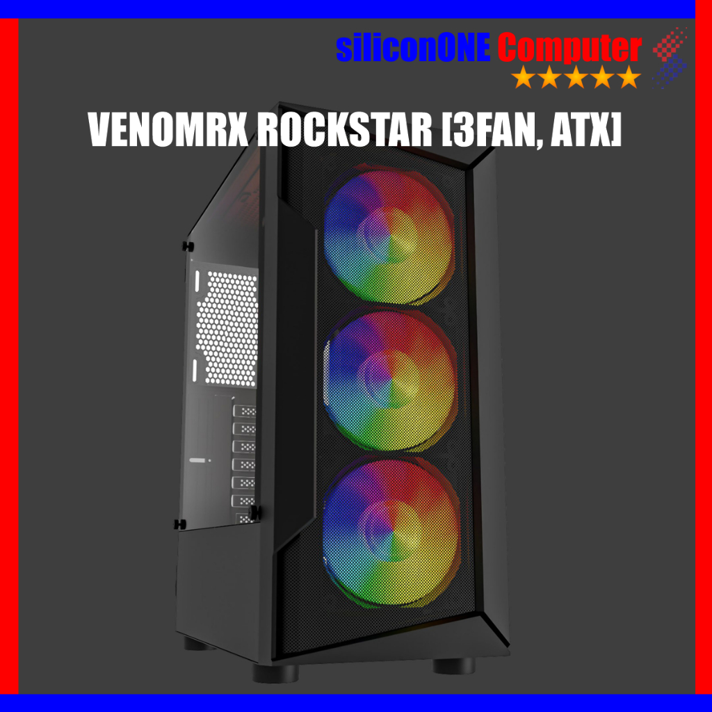 Jual VenomRX Rockstar 3FAN ATX Casing Case PC Gaming Industrial Style ...