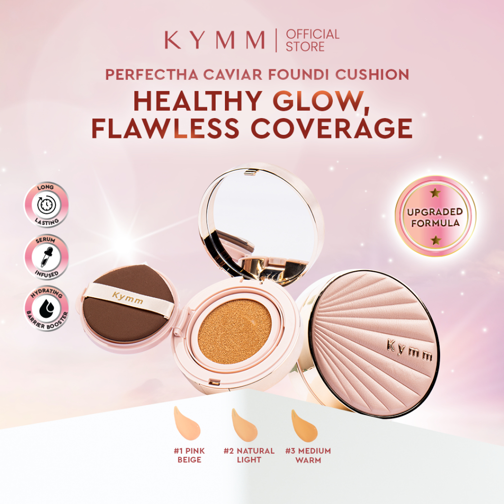 Jual KYMM SKIN Perfectha Caviar Foundi Cushion | Skincare Infussed Long ...