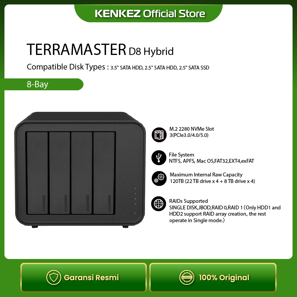 Jual TerraMaster D8 Hybrid Das Barebone 8-Bay Desktop Das Storage ...