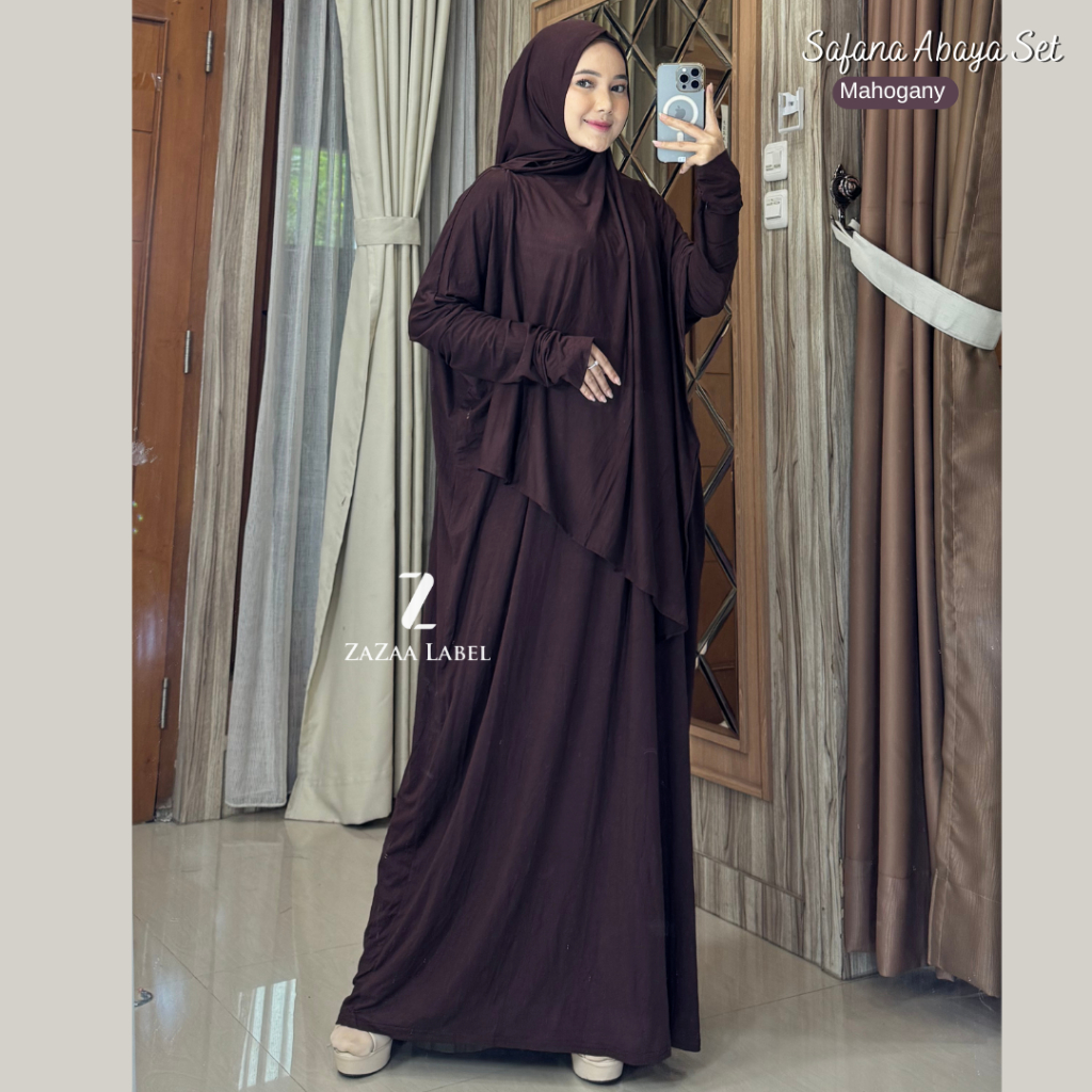 Jual Zazaa Label - Safana Abaya Umroh Set Hijab Kaos Spandek Rayon Busui Model Batwing Wanita ...