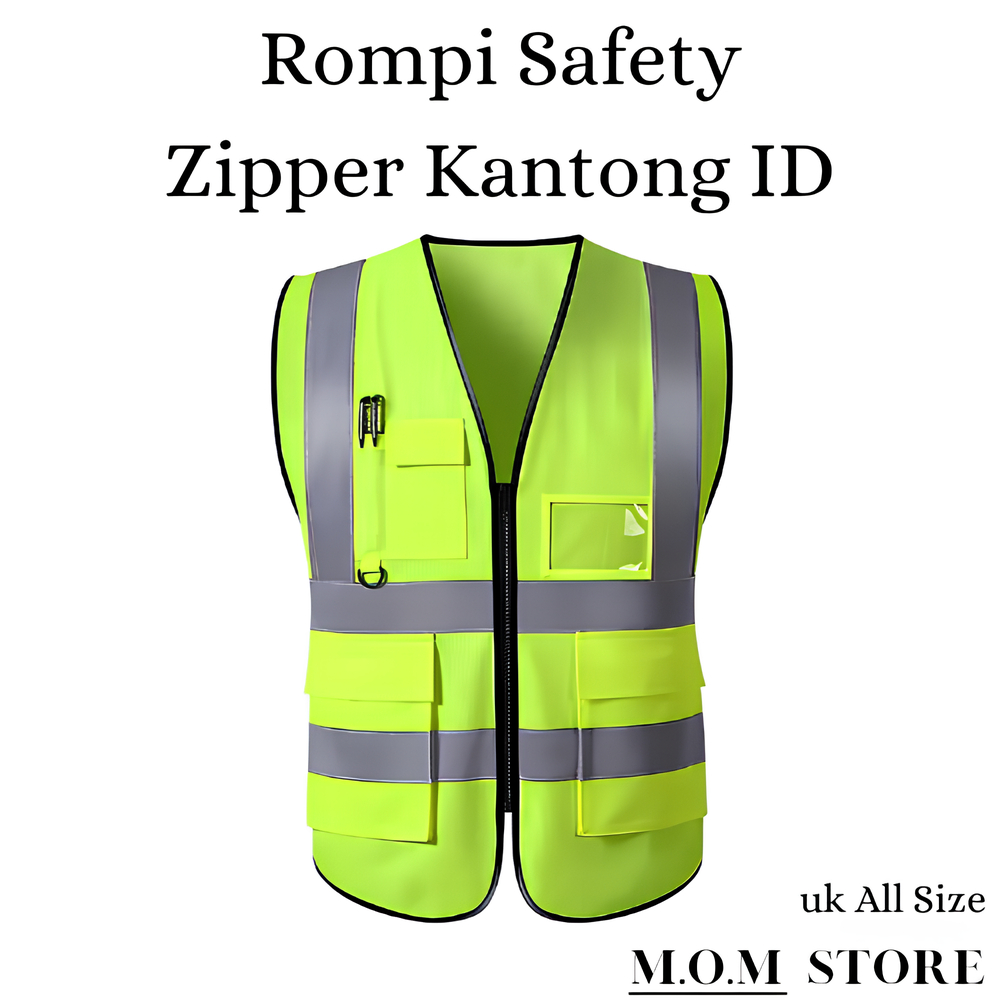 Jual Rompi Zipper Kantong ID Safety | Rompi Proyek Safety | Vest Rompi ...