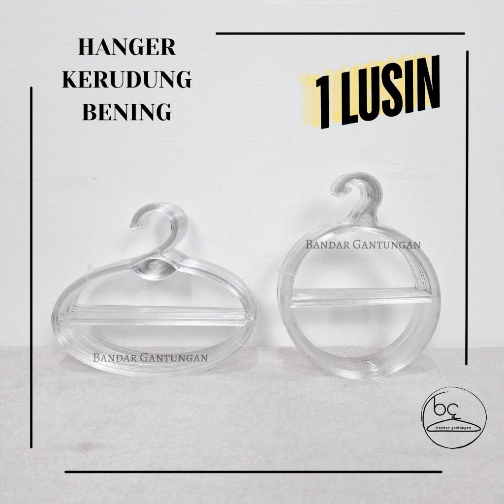 Jual 1 LUSIN Hanger Kerudung Bening Gantungan Bulat / Oval Bening ...