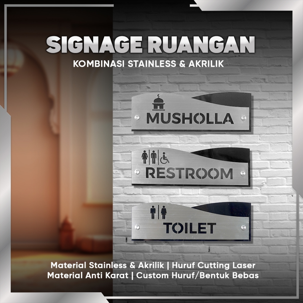 Jual Sign Nama Ruangan Stainless Kombinasi Akrilik | Shopee Indonesia