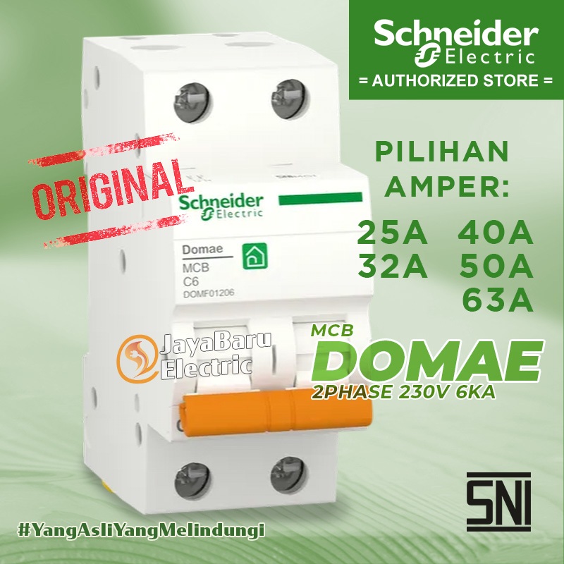 Jual SCHNEIDER MCB Domae 2P 2Phase 2Pole 25A 32A 40A 50A 63A 6kA SNI ...