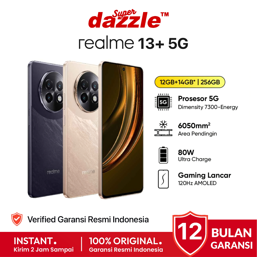 Jual HP Realme 13+ 5G 12/256 Original Prosesor 5G Dimensity 7300 ...