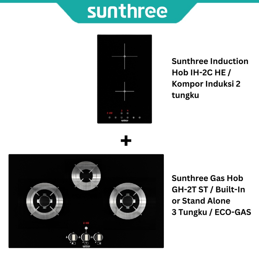 Jual SUNTHREE Bundle Gas Hob GH-3S + Induction Hob IH-2C | Shopee Indonesia