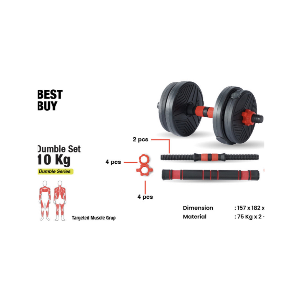 Jual Total Fitness Home Gym Dumble Series 10-40 Kg Dumble Set 2 in 1 ...