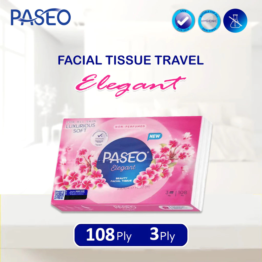 Jual Tisu Travel Paseo Elegant Tissue Wajah Soft Pack 3Ply 108Ply ...