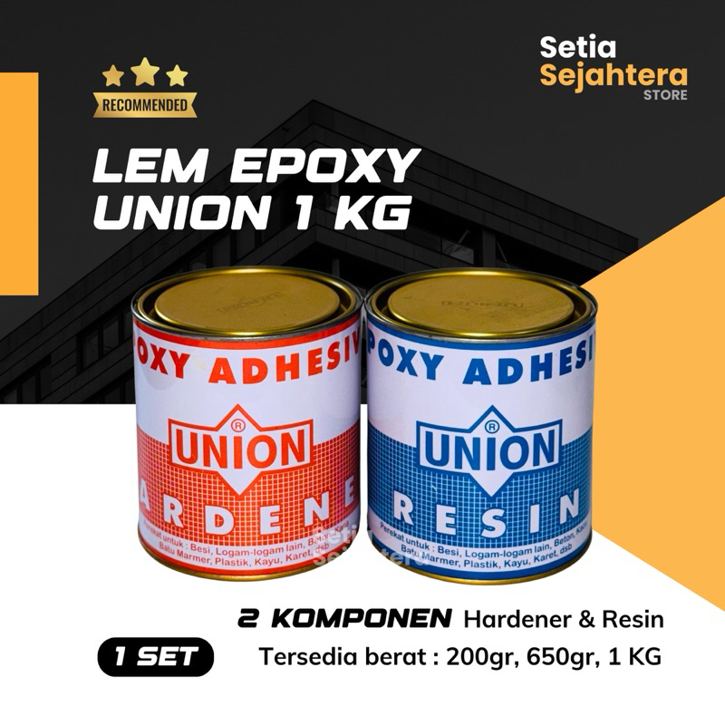 Jual UNION Lem Epoxy 1 KG Lem Kuat Besi Logam Kayu Karet Beton Kaca - 1 ...
