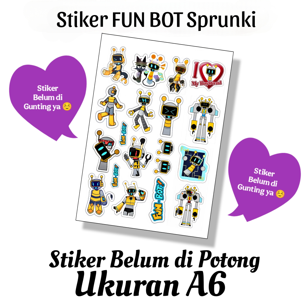 Jual STIKER FUN BOT SPRUNKI / STIKER BELUM DIPOTONG BAHAN VINYL UKURAN ...