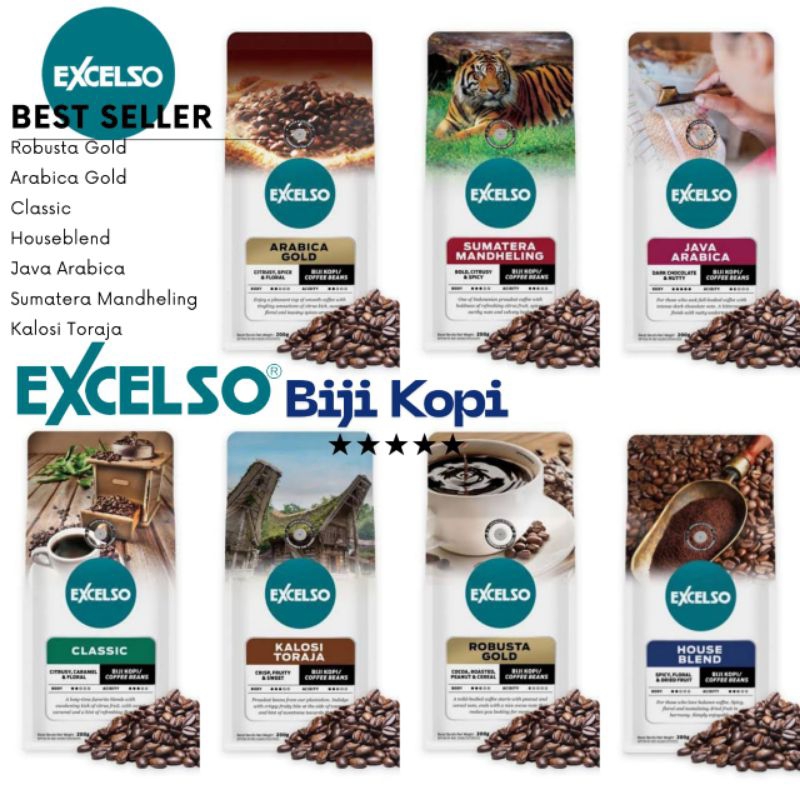 Jual EXCELSO Coffee Bean Kopi Biji 200gr All Varian | Shopee Indonesia