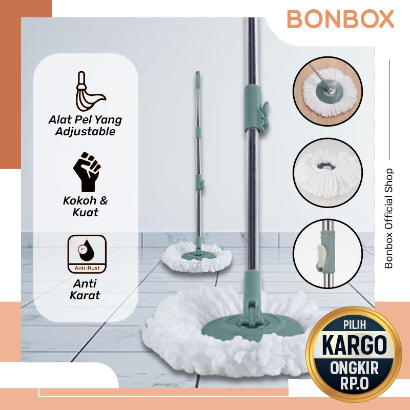 Jual 【TERMURAH DI SHOPEE】BONBOX Alat Pel Tongkat Pel + Kain Pel Set Mop ...