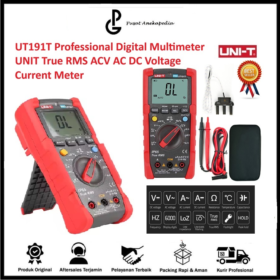 Jual UNI-T UT191T Professional Digital Multimeter True RMS ACV AC DC Voltage Current Meter ...