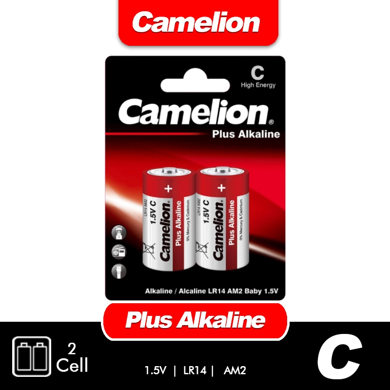 Jual Camelion Plus Alkaline C 1.5V LR14 - BP2 | Batre Baterai Sedang C ...