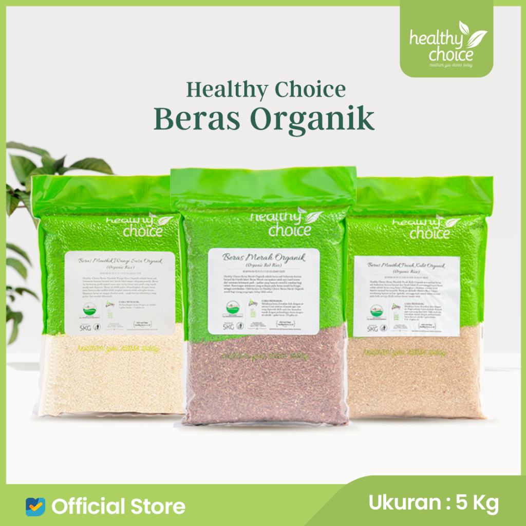 Jual Healthy Choice Beras Organik 5kg (Beras Putih, Merah, Coklat ...