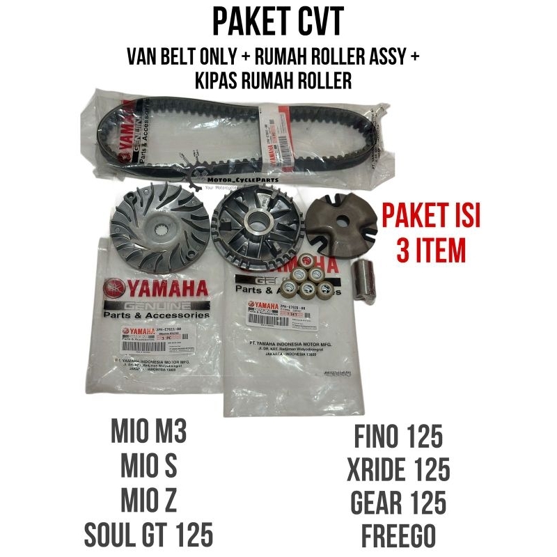 Jual Paket CVT Van Belt + Rumah Roller Assy + Kipas Rumah Roller Yamaha Mio M3 Z S Soul GT 125 ...
