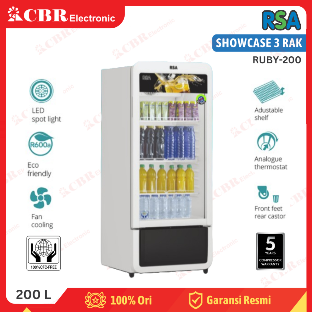 Jual Showcase Display Cooler RSA 3 Rak RUBY-200 | Shopee Indonesia