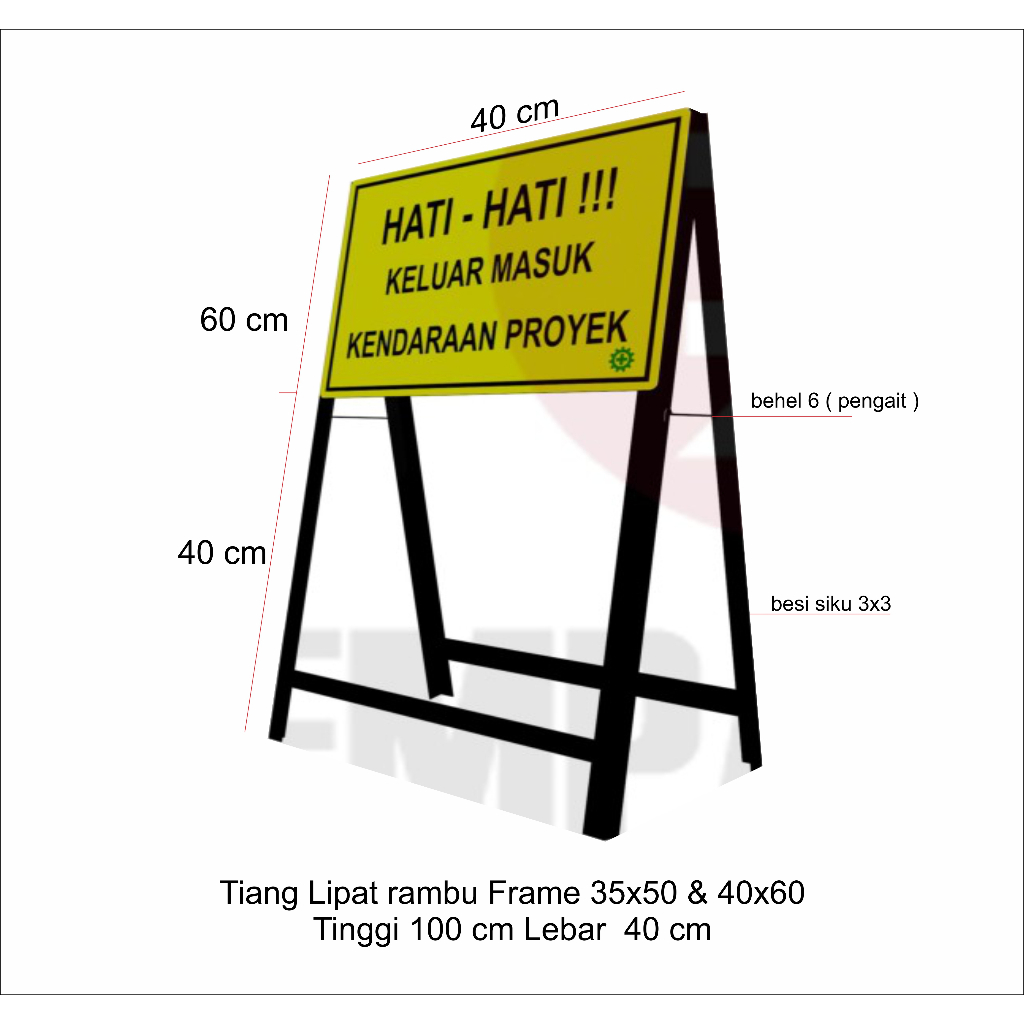 Jual Tiang Lipat untuk Rambu 35x50 cm & 40x60 cm / custom | Shopee ...