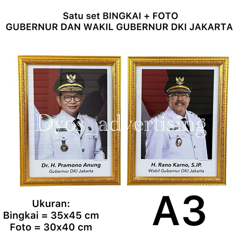 Jual Bingkai Foto Gubernur DKI Jakarta dan Wakil Gubernur DKI Jakarta ...