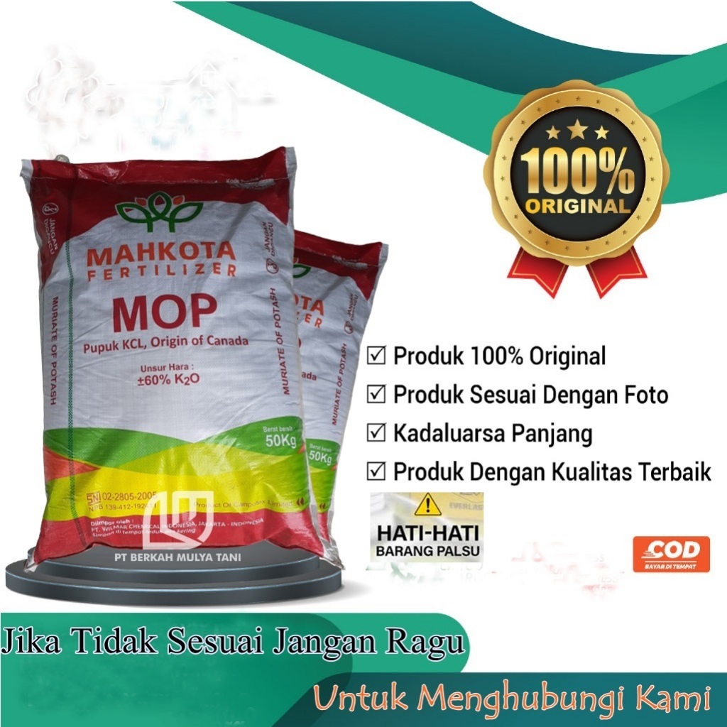 Jual Pupuk Kcl Mahkota Fertilizer MOP Origin Of Canada 1kg Repack ...