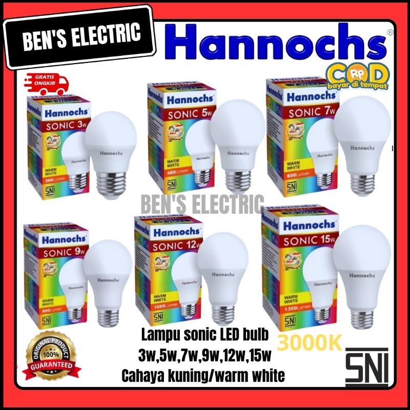 Jual Hannochs bohlam lampu LED sonic bulb cahaya kuning / warm white ...