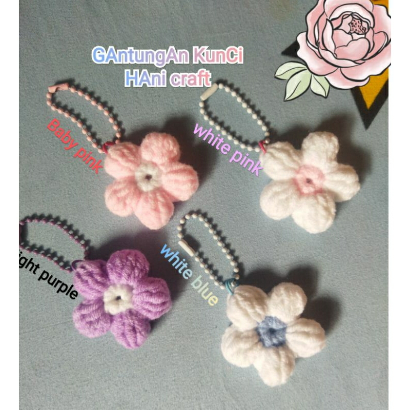 Jual Gantungan kunci bunga rajut(buy 20 free 1) | Shopee Indonesia