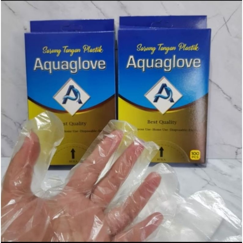Jual Sarung Tangan Plastik Aquaglove Isi 100 Lembar Disposable | Shopee Indonesia