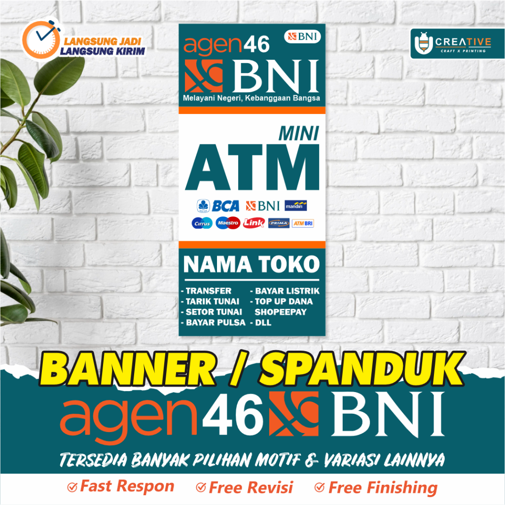 Jual Spanduk Banner Konter / Agen BNI 46 ATM MINI (KODE MOTIF : NMA2 ...