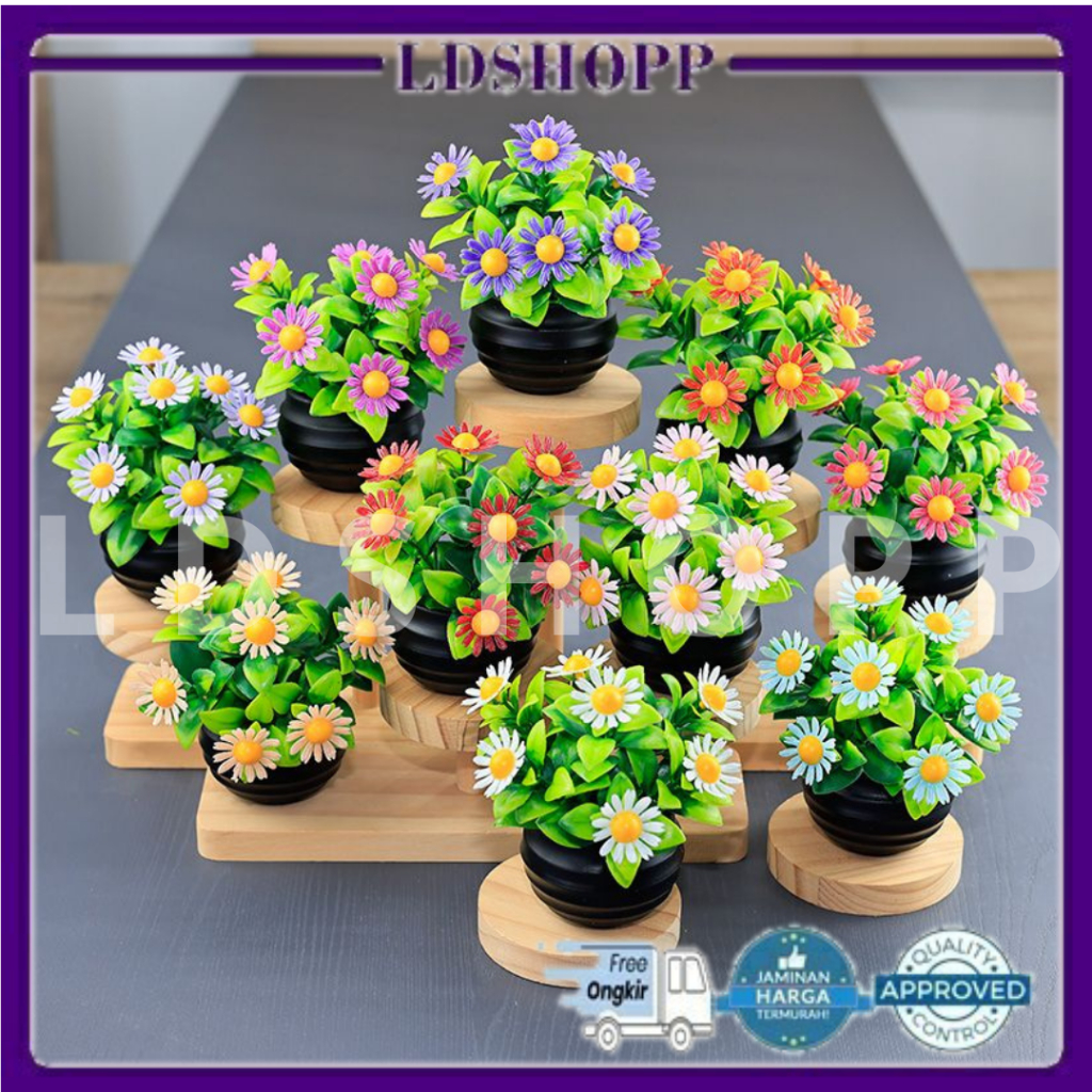 Jual LDS POT104 Tanaman Plastik Bunga Aster Daisy Mini Tanaman ...