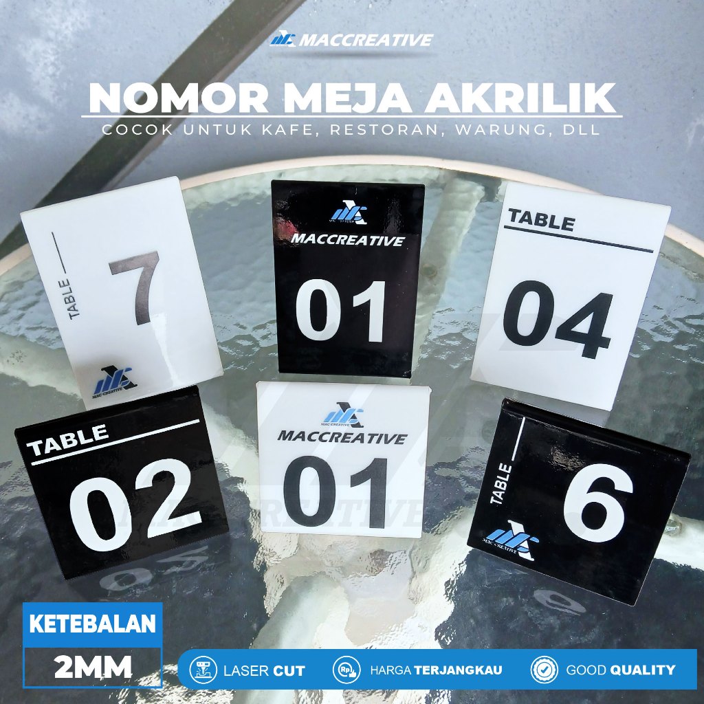 Jual Nomor Meja Custom Nama Logo Usaha Cafe Restoran - Nomer Meja ...