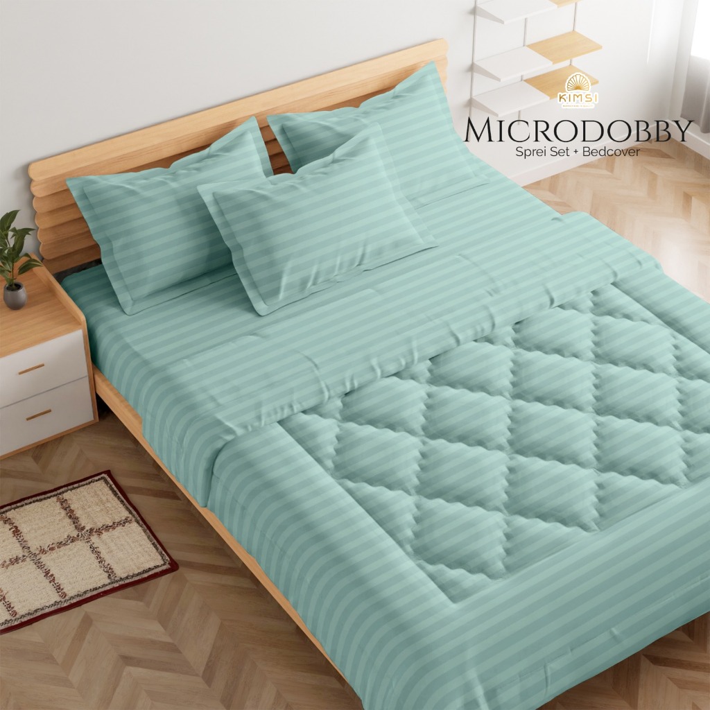 Jual Sprei Set dan Bedcover Micro Dobby Salur Warna Aesthetic Polos ...