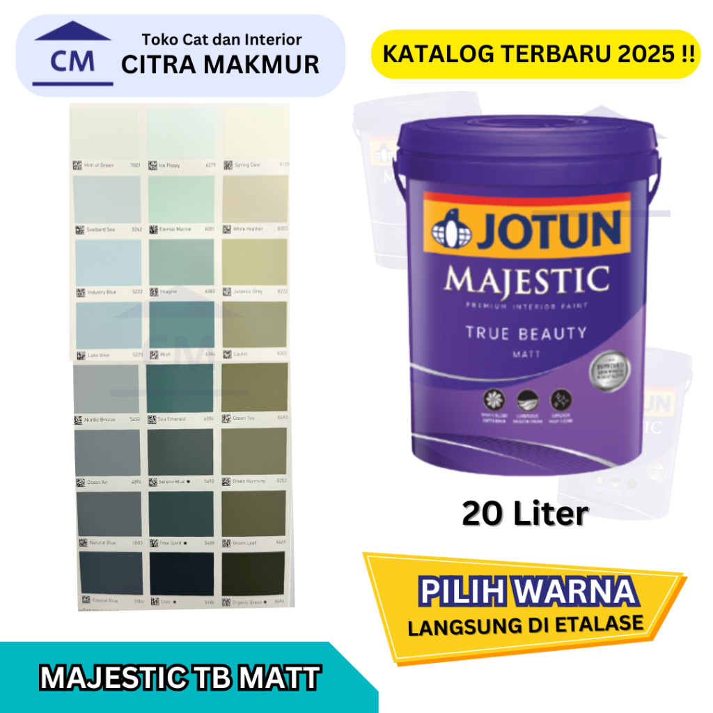 Jual Jotun Majestic TRUE BEAUTY MATT (Katalog Warna HIJAU SAGE, HIJAU ...