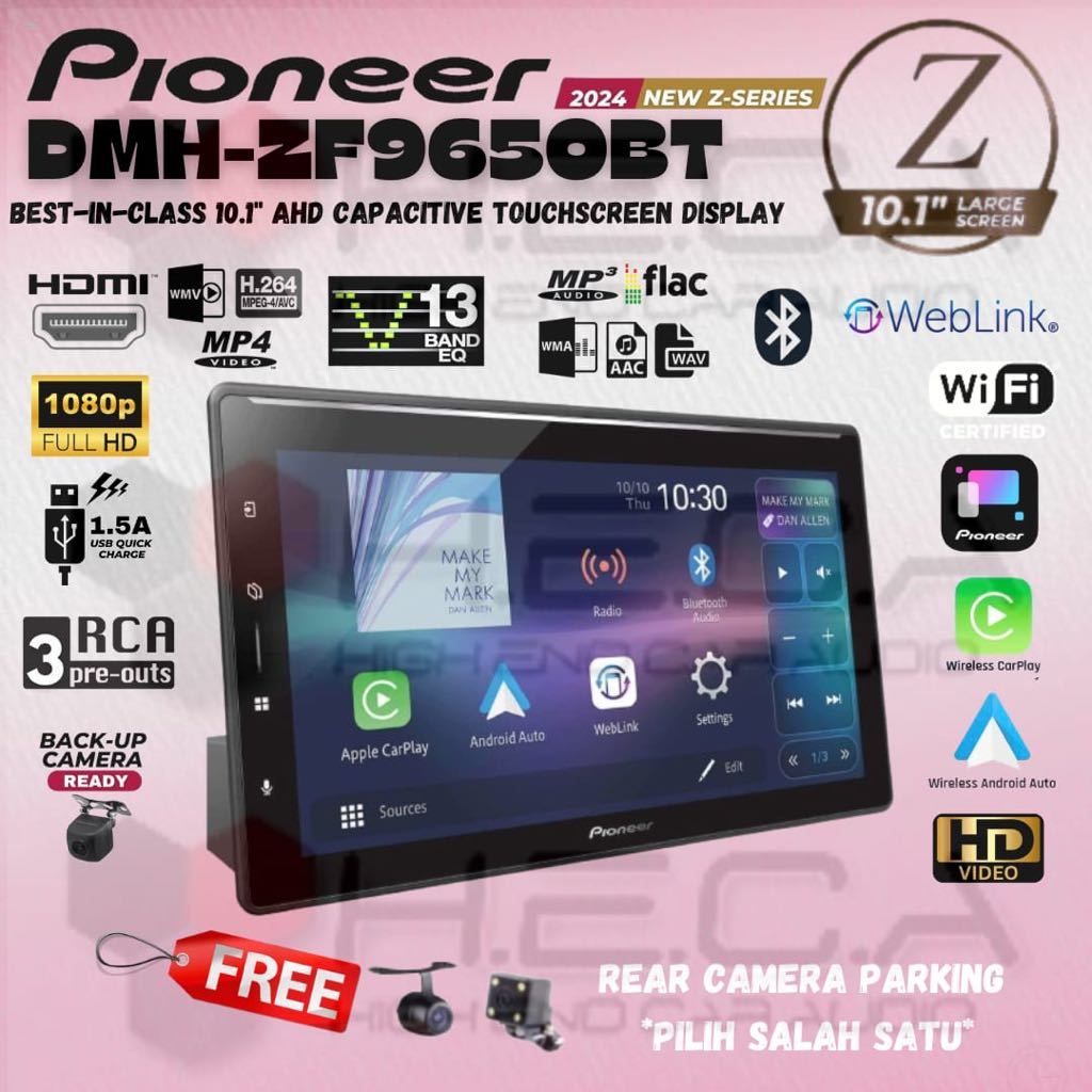 Jual Pioneer DMH-ZF9650BT Floating Head Unit 10" Inch Single Din Layar ...