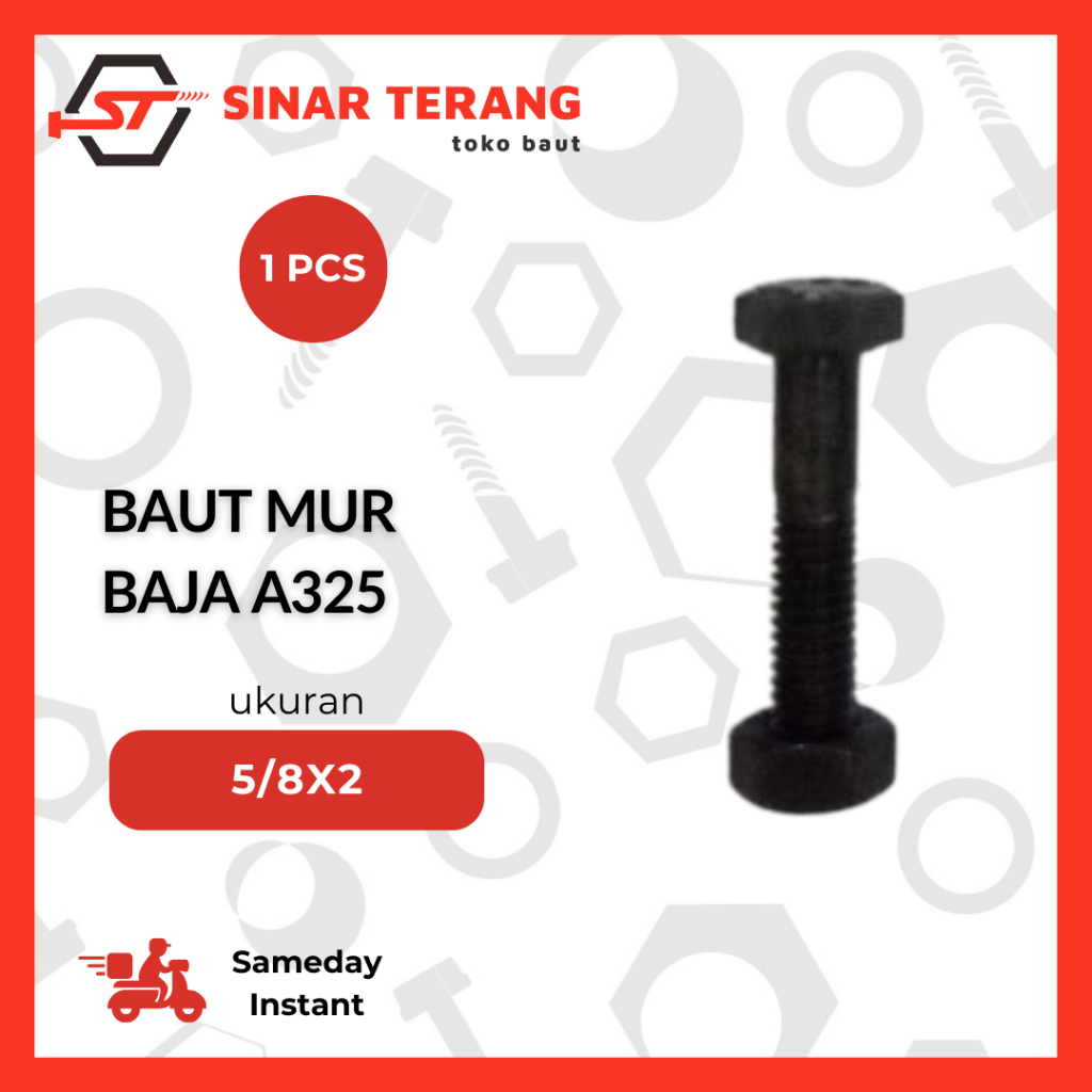 Jual Baut Mur Baja A325 5/8 x 2 - baut Mur HTB | Shopee Indonesia