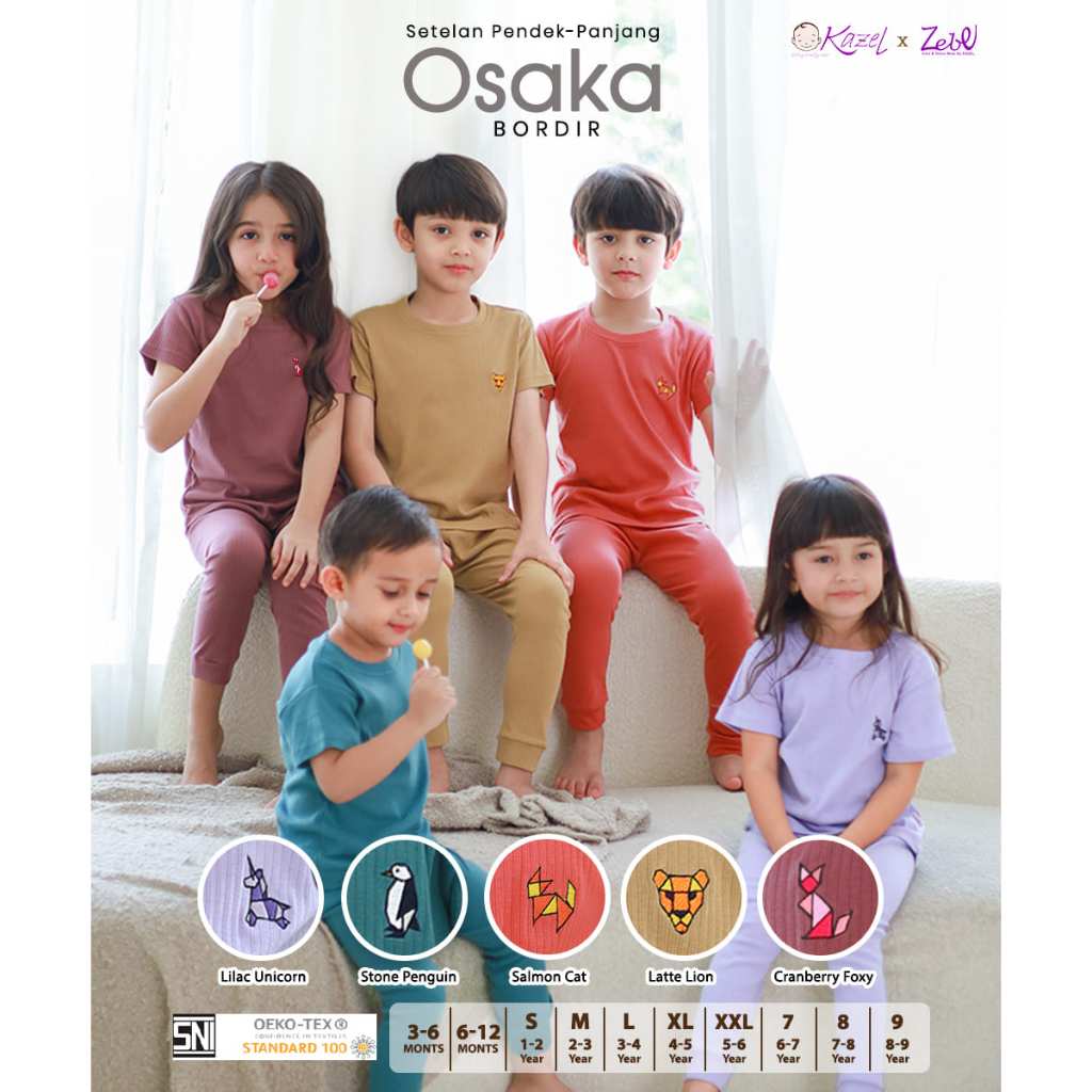 Jual KAZEL Zebe Setelan Pendek-Panjang Osaka Bordir Edisi 3Bulan - 9Thn (1Stel) | Shopee Indonesia