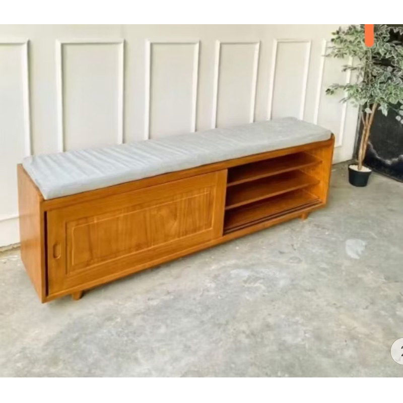 Jual Bangku bench Laci Rak sepatu kayu jati belanda storege pintu geser ...