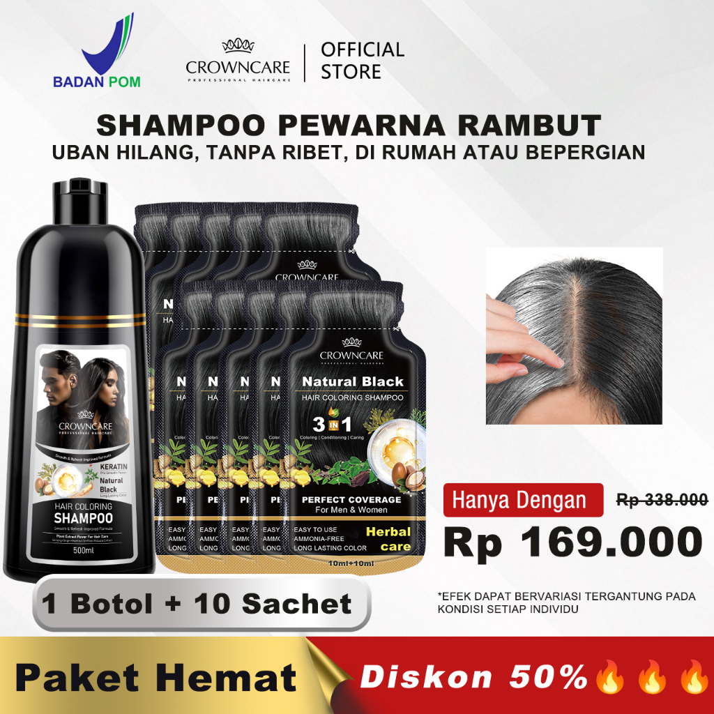 Jual CrownCare Shampoo Hair Colour Penutup Uban Untuk Pria & Wanita ...