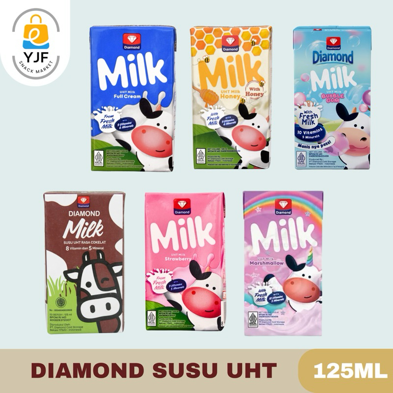 Jual Diamond Susu UHT / UHT Milk Plain Full Cream / Coklat / Strawberry / Honey / Marshmellow ...