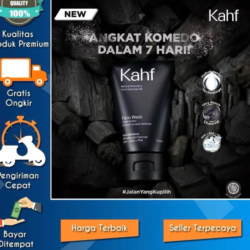 Jual Kahf Triple Action Oil and Comedo Defence Face Wash 100ml & Extra ...