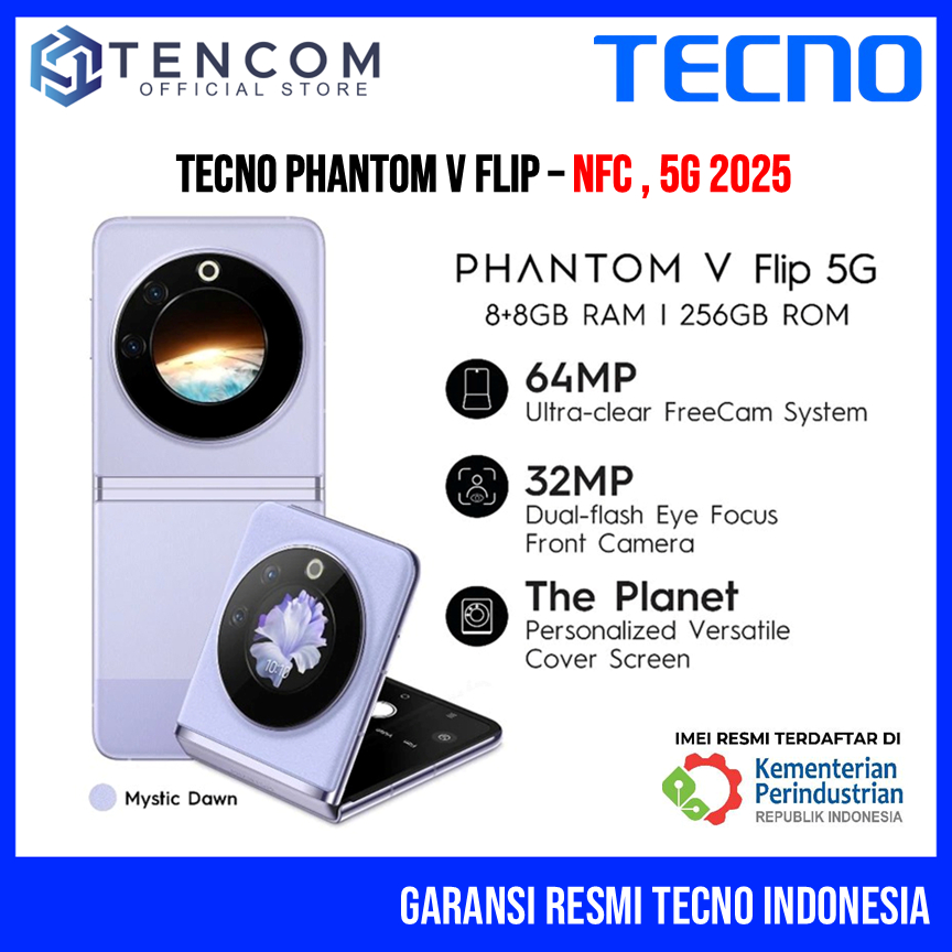 Jual TECNO PHANTOM V FLIP 5G NFC 8GB 256GB MYSTIC DAWN GARANSI RESMI ...