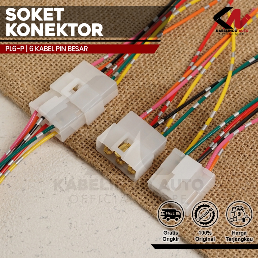 Jual Soket Konektor Kabel 6 Pin Besar / Socket Sambung Mobil Motor ...