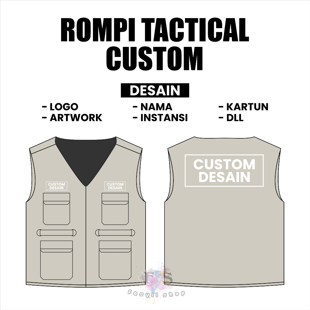 Jual Rompi Tactical Custom Desain Logo dan tulisan/Rompi KKN/ROMPI ...
