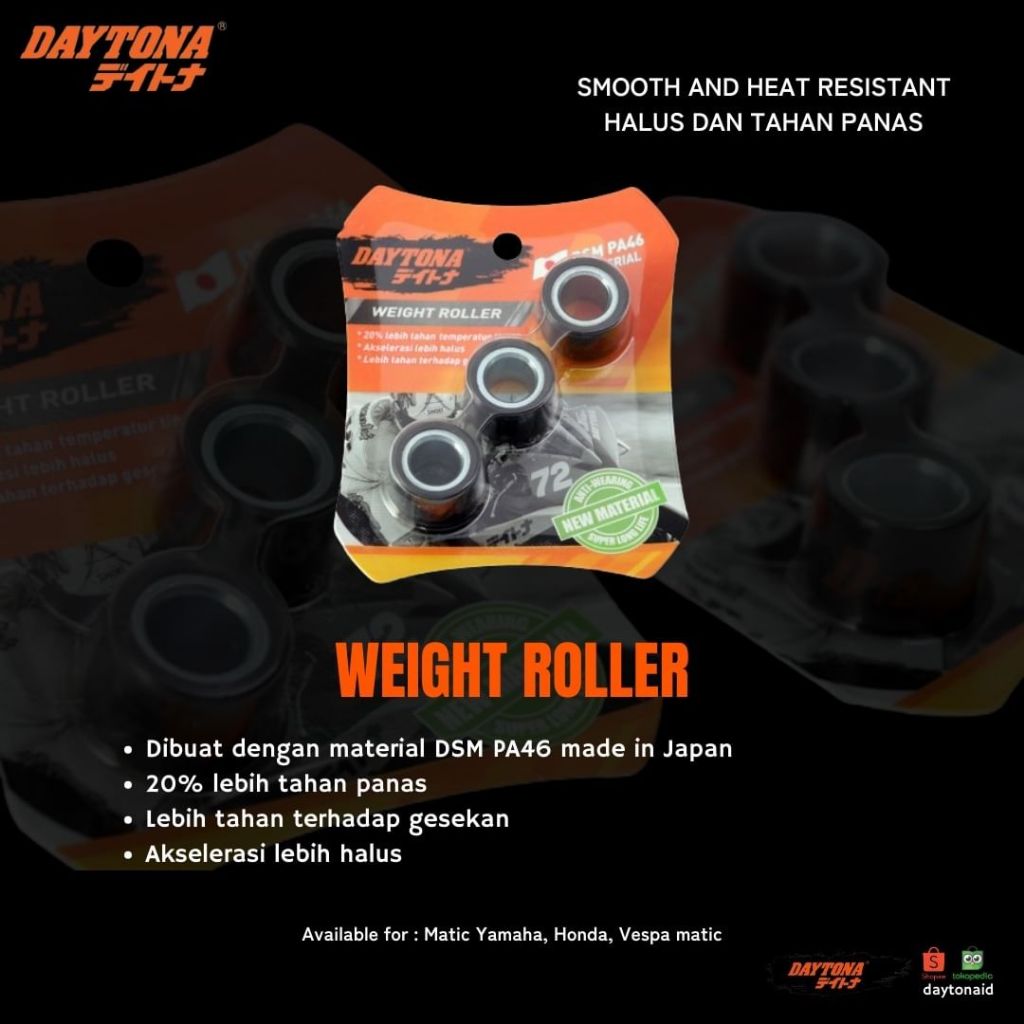 Jual Daytona Racing Weight Roller Mio Sporty Smile Soul Fino Nuovo Karbu bisa mix campur Roler ...