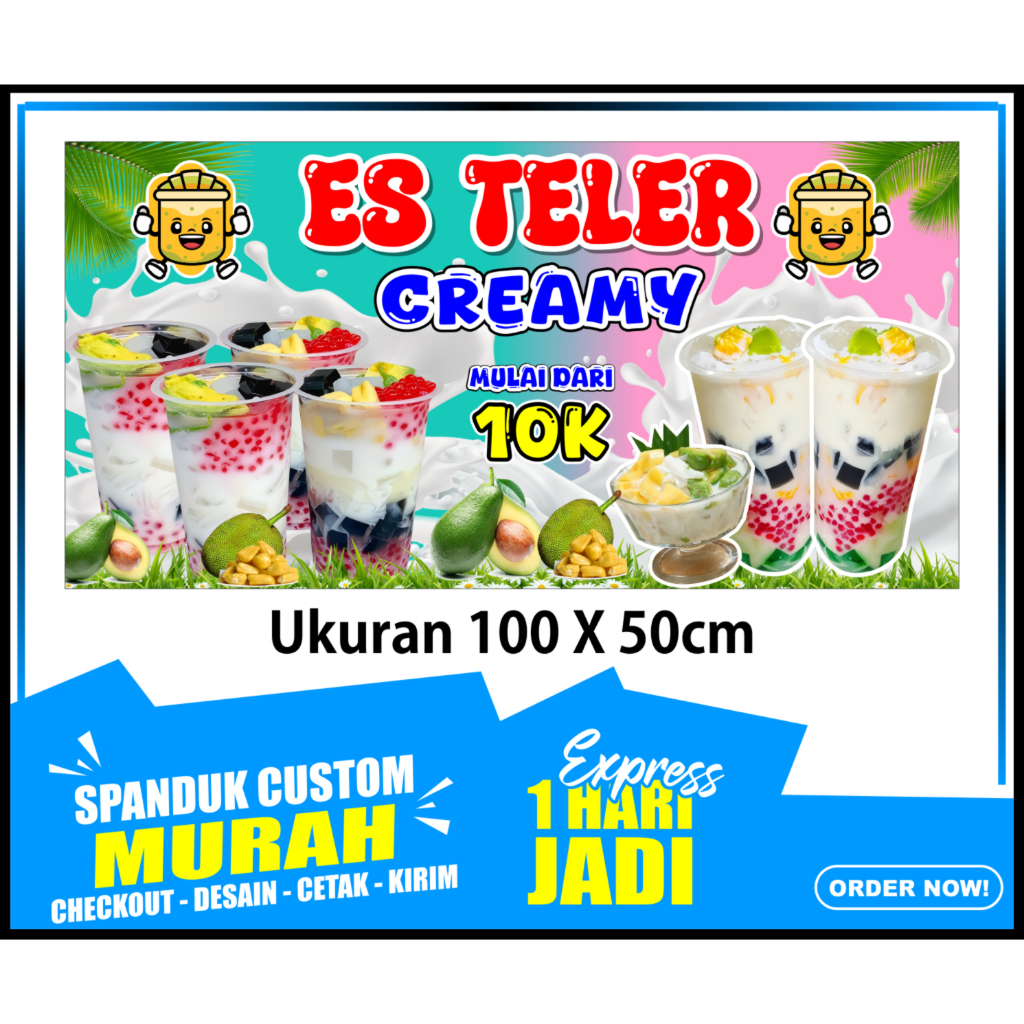 Jual Banner ES TELER, Spanduk ES TELER, ukuran 100x50 cm, COD / Banner ES TELER, Spanduk ES ...
