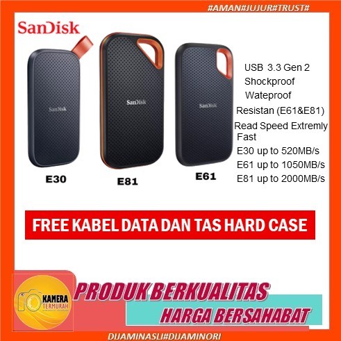 Jual SSD External SanDisk Extreme Portable Storage / SanDisk SSD Portable Eksternal E30 E61 E81 ...