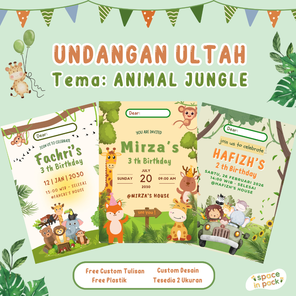 Jual spaceinpack - Undangan Ulang Tahun Anak | Undangan Ultah Animal ...