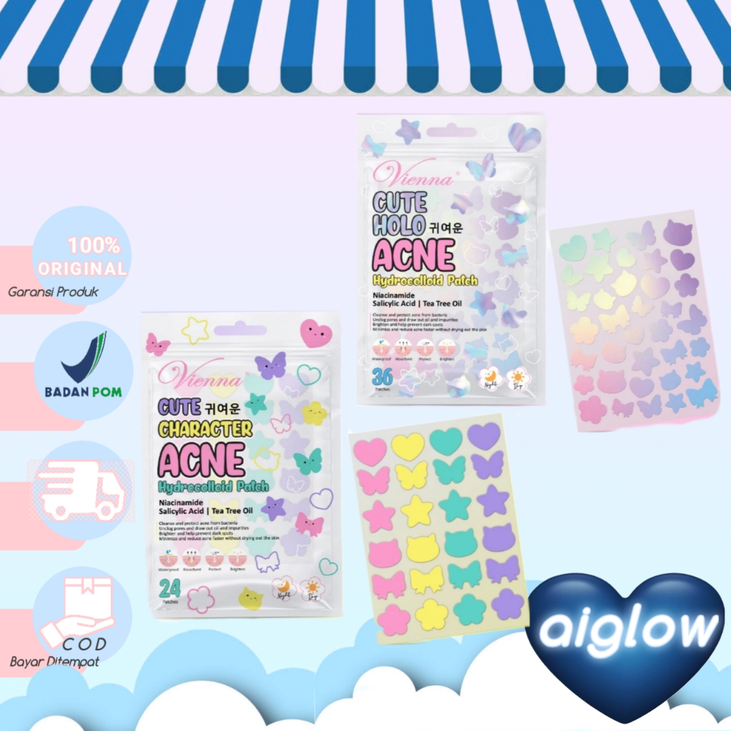 Jual Vienna Acne Patch Hydrocolloid Cute Holo Character | Shopee Indonesia